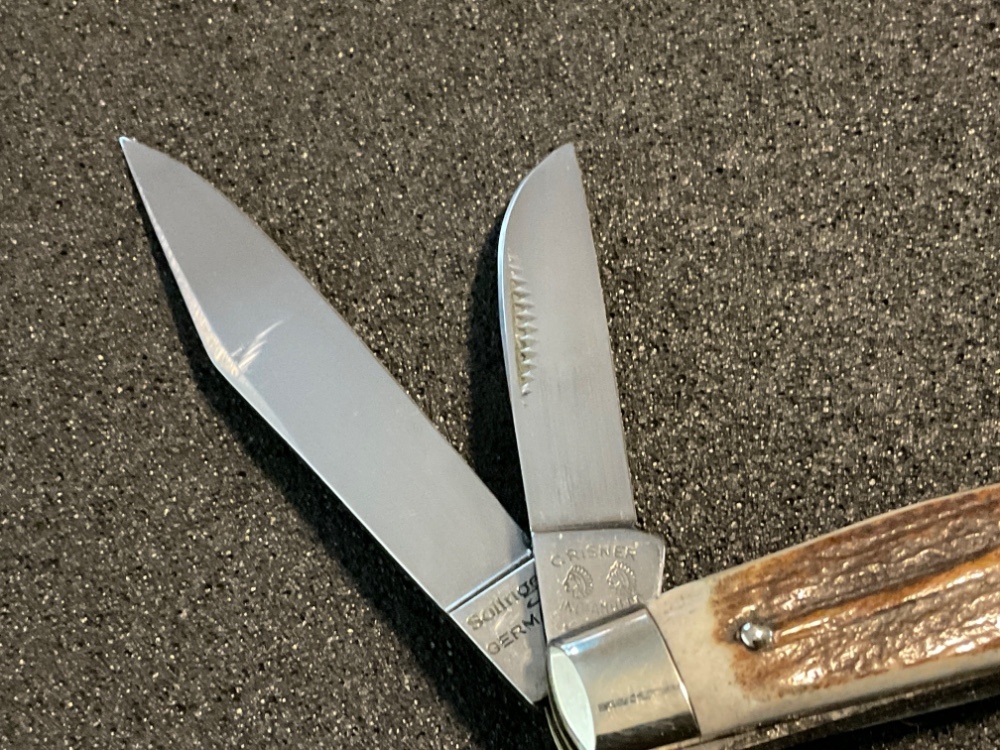 CRISNER INDIAN HEAD STOCKMAN KNIFE. MADE IN SOLINGEN GERMANY.