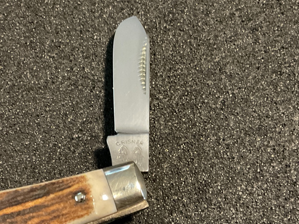 CRISNER INDIAN HEAD STOCKMAN KNIFE. MADE IN SOLINGEN GERMANY.