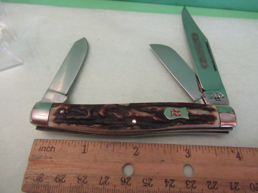 Kissing Crane Robt Klass Stag Handle Large Stockman Pattern # 1235XIV