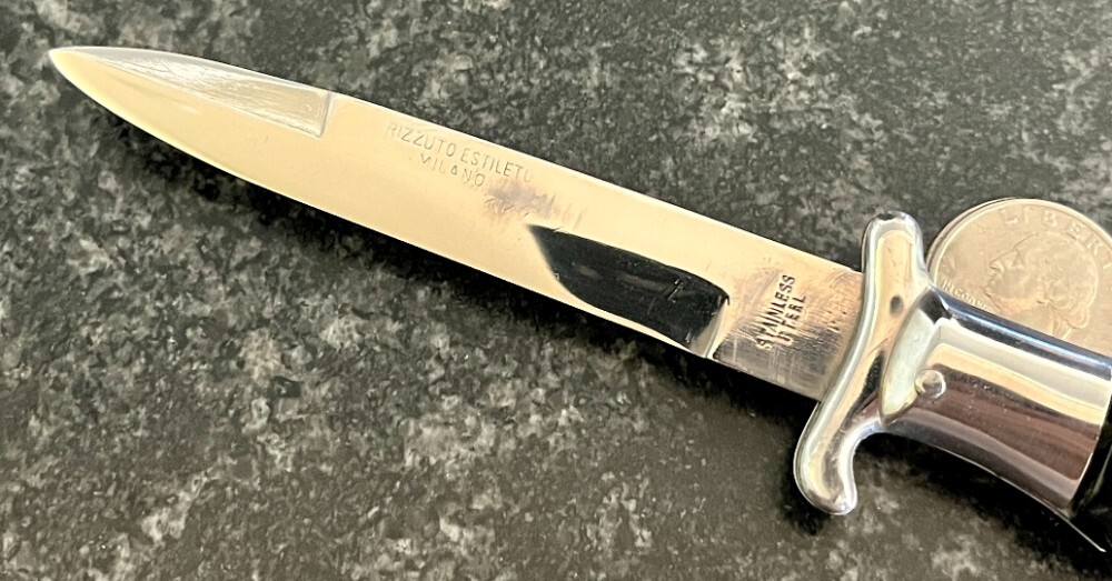 Rare Rizzuto Estileto Milano Finger Groove and Fixed Guard Switchblade ...
