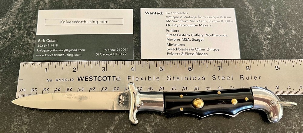 Rare Rizzuto Estileto Milano Finger Groove and Fixed Guard Switchblade ...