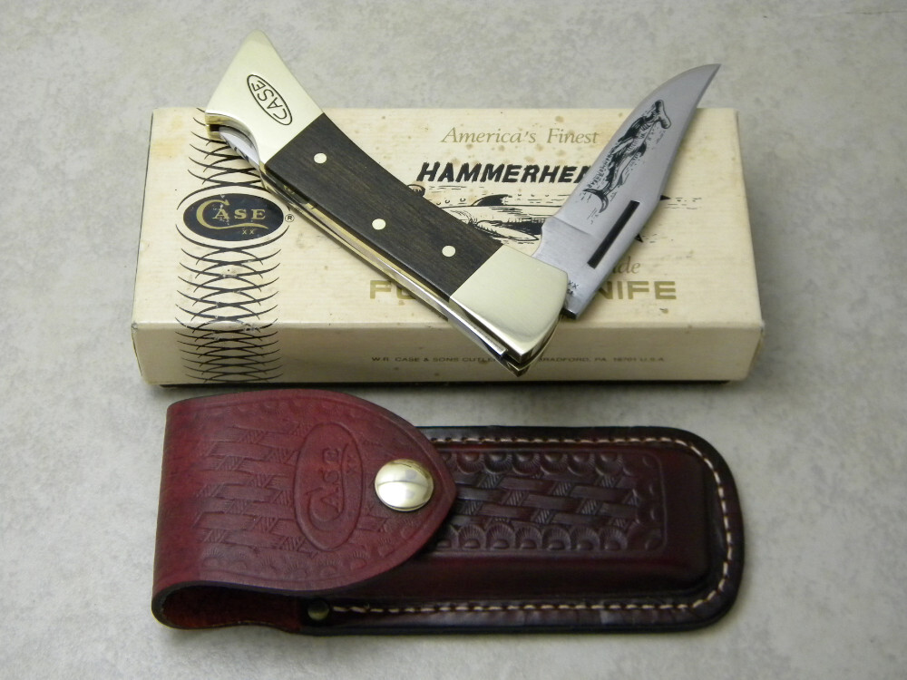 Case XX USA 1970's Wood P159 LSSP Hammerhead Lockback Knife NIB w/Pouch
