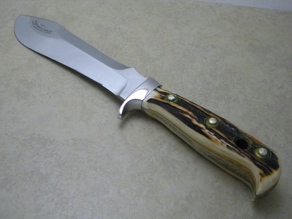 Puma Germany Stag 6377 White Hunter Fixed Blade Sheath Knife in Box c.1967