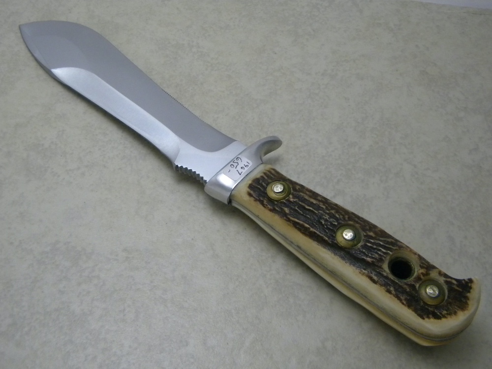 Puma Germany Stag 6377 White Hunter Fixed Blade Sheath Knife in Box c.1967