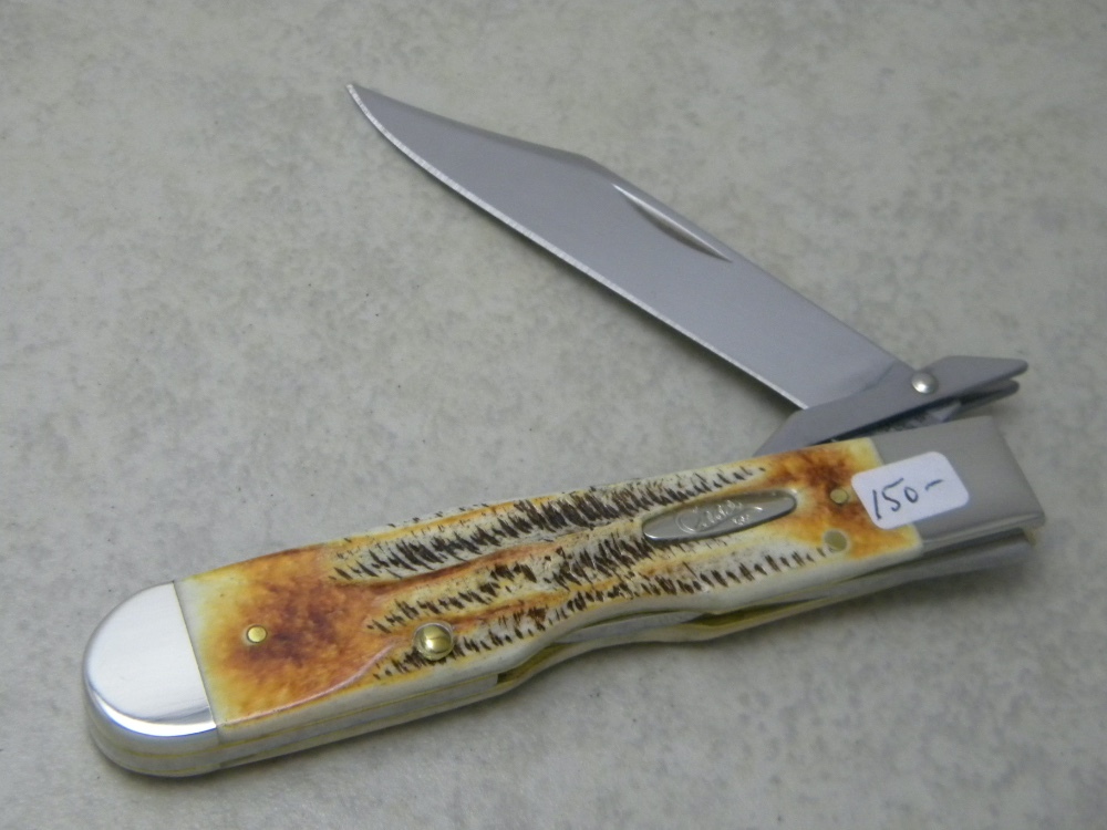 Case XX USA 2021 Bone Stag 6.5111 1/2 Cheetah Swing Guard Lockback ...