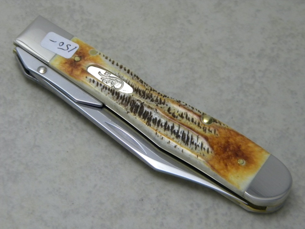 Case XX USA 2021 Bone Stag 6.5111 1/2 Cheetah Swing Guard Lockback ...