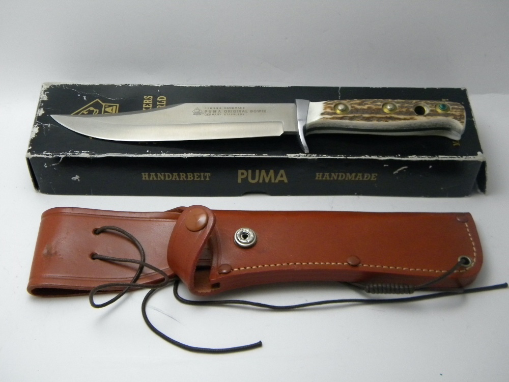 Puma Germany Stag 116396 Original Bowie Fixed Blade Sheath Knife in Box ...