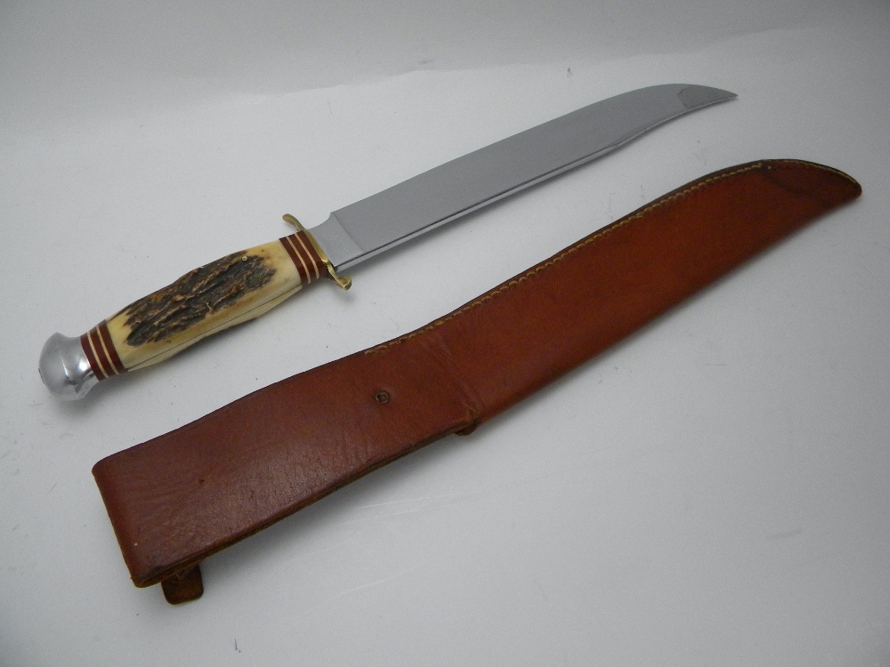 Edge Brand Solingen Germany Stag Gator Hunter Fixed Blade Sheath Knife