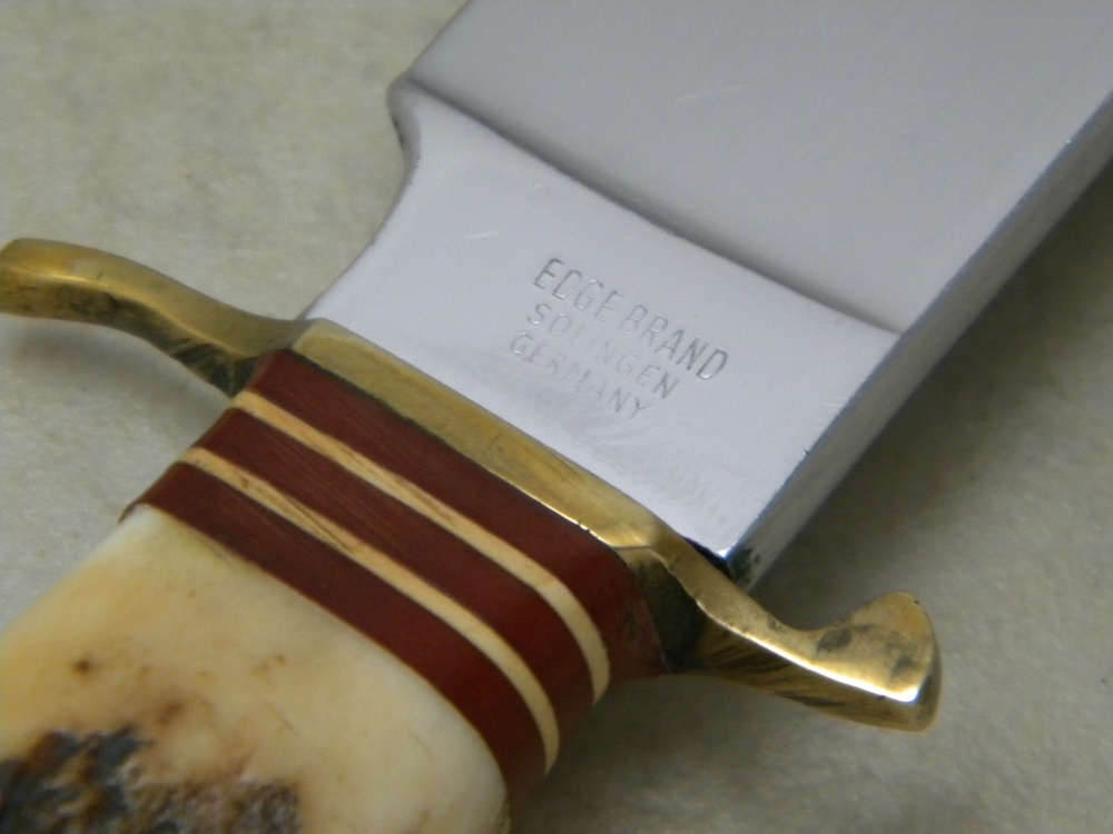 Edge Brand Solingen Germany Stag Gator Hunter Fixed Blade Sheath Knife