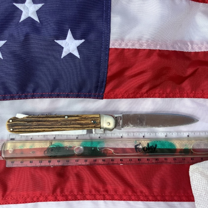 Large J A Henckels 2 Blade Multi Blade/Tool Knife w Great Stag Handles ...