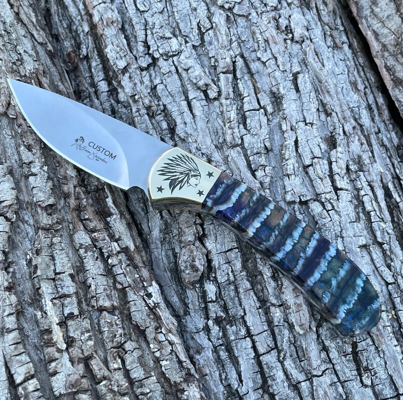 BUCK 113 ** YELLOWHORSE CUSTOM MAMMOTH TOOTH INDIAN CHIEF FIXED BLADE