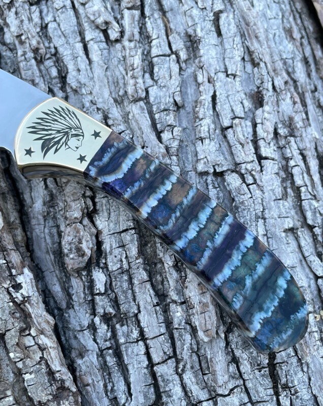 BUCK 113 ** YELLOWHORSE CUSTOM MAMMOTH TOOTH INDIAN CHIEF FIXED BLADE