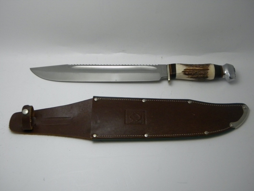 Linder Messer Rehwappen Solingen Germany Genuine Stag Bowie Fixed Blade ...