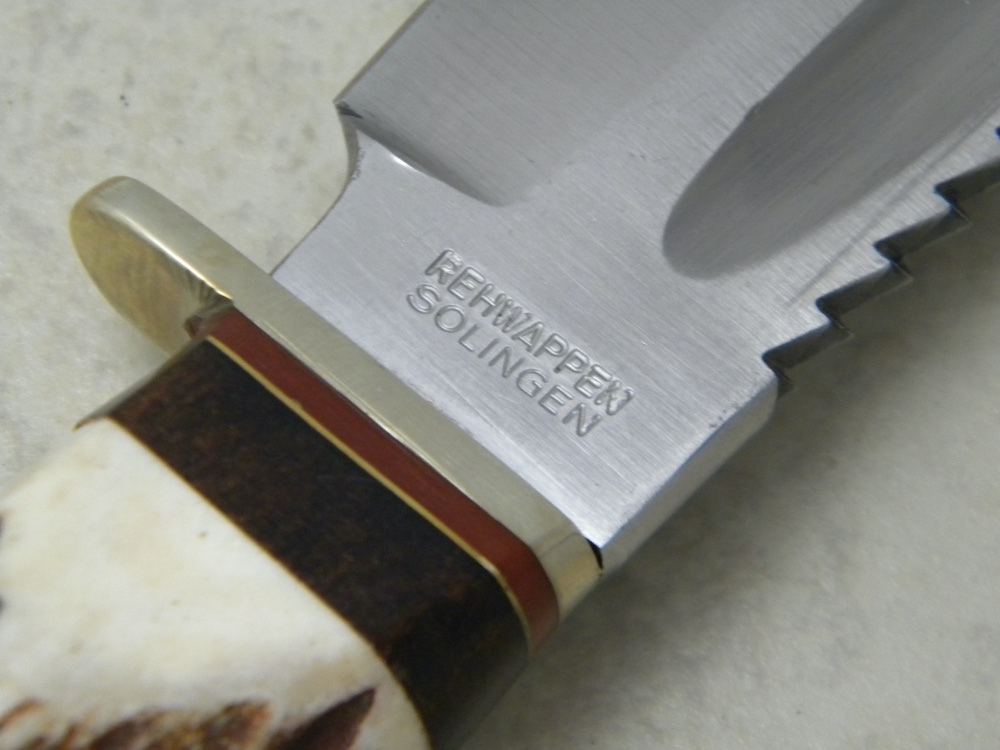 Linder Messer Rehwappen Solingen Germany Genuine Stag Bowie Fixed Blade ...
