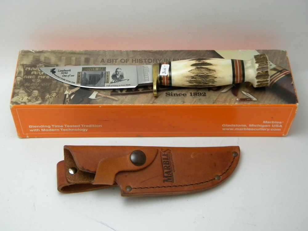 Marbles USA Stag Landmark Series Hoover Dam Fixed Blade Sheath Knife in ...
