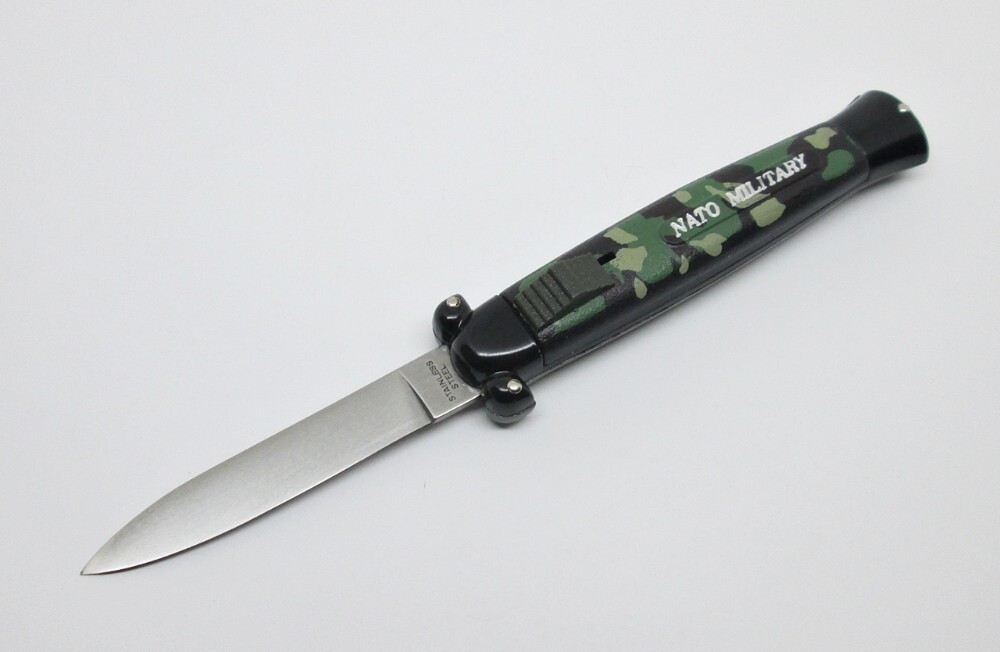 Vintage OTF SUPER AUTOMATIC SPRINGER Knife Nato Military Camo