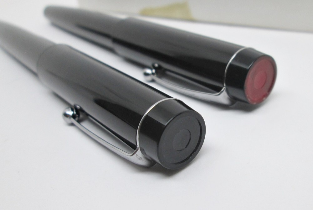 Vintage BIG RED Pen Set - One with a Hidden Triangular Spike Dagger - USA