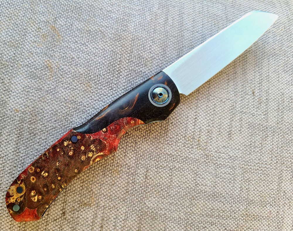 Johan Ellis Warthog Slipjoint.. Karellian & Maple...G10 and titanium ...