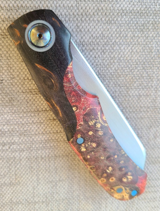 Johan Ellis Warthog Slipjoint.. Karellian & Maple...G10 and titanium ...