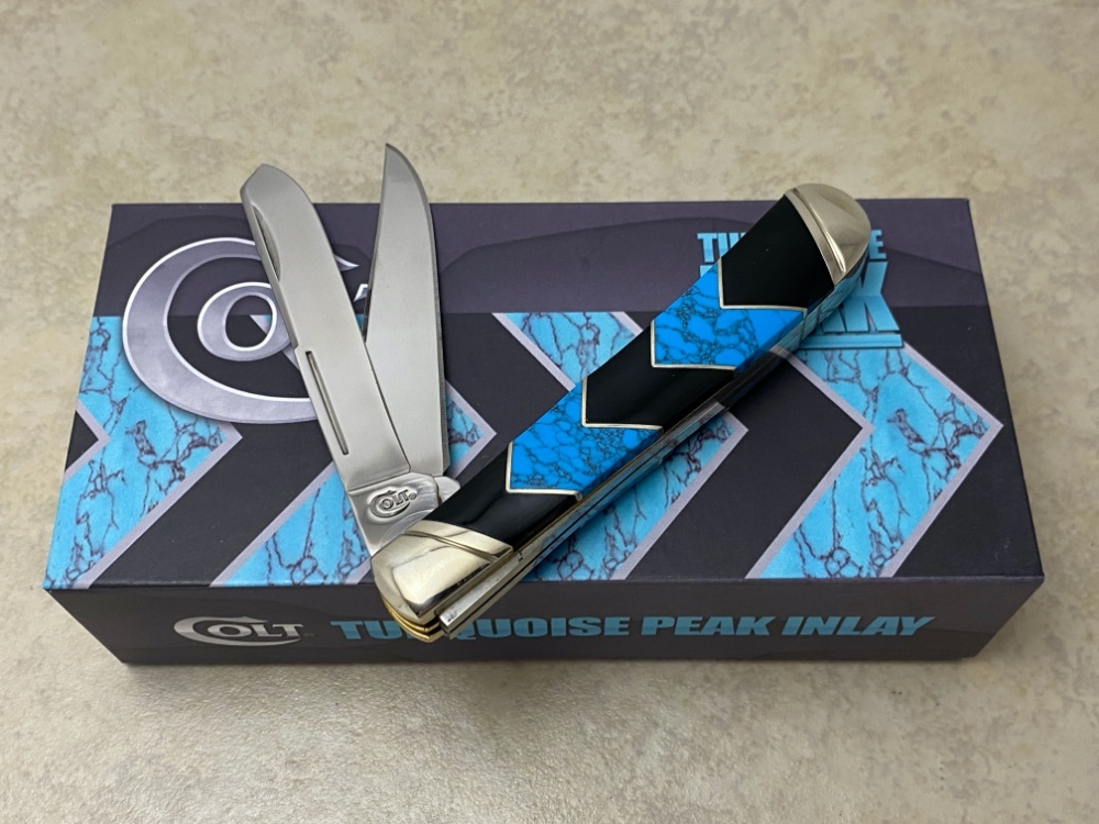 Colt CT 627 Turquoise Peak Inlay Trapper Knife in Box
