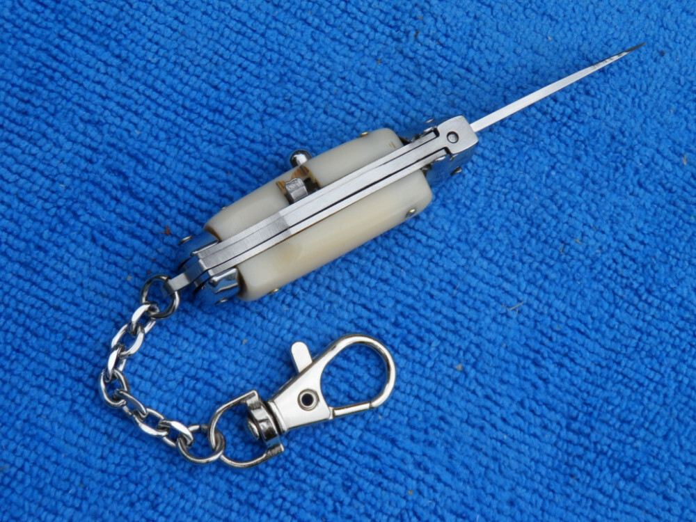 3-3/4" Italian automatic Wasp Body Ivory handle Stiletto keychain ...