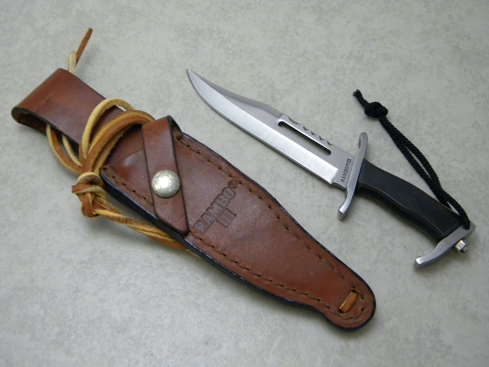 Miniature Rambo III Surgical Steel Japan Wood Fixed Blade Sheath Knife