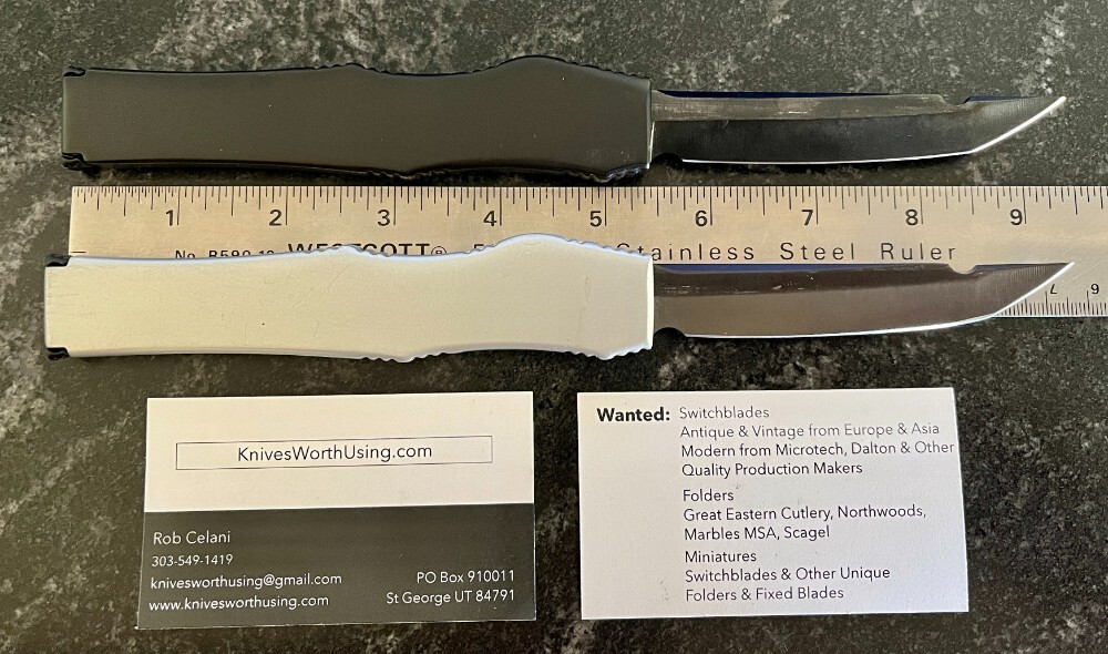 2 Microtech Halo 3 Clone Out The Front (OTF) Switchblade Knives, Unused