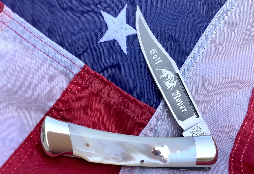 Vintage Bulldog Brand HAND MADE 1 Blade Calf Roper Lock Blade Hunter w ...