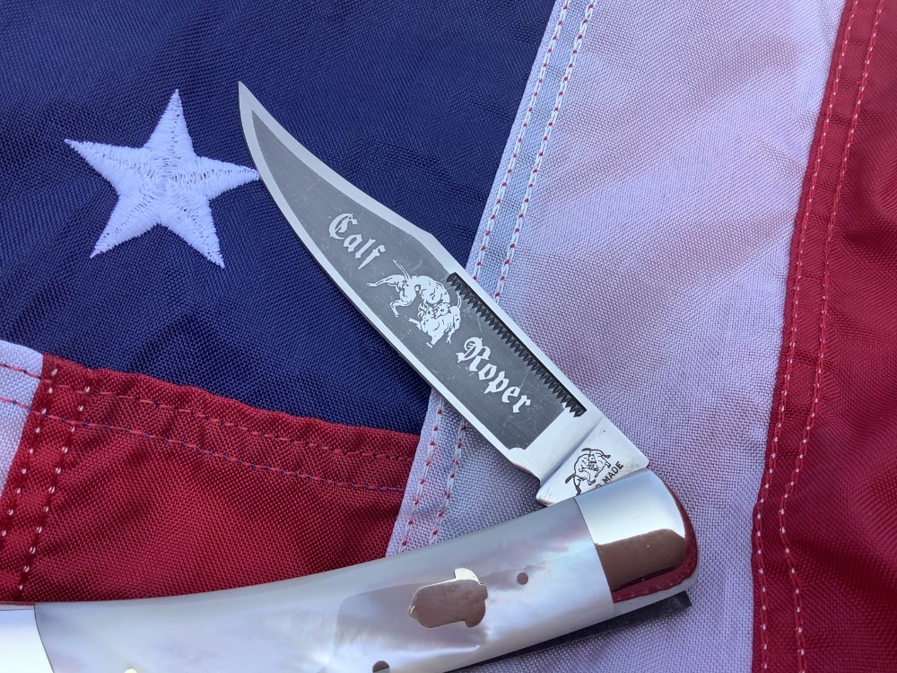 Vintage Bulldog Brand HAND MADE 1 Blade Calf Roper Lock Blade Hunter w ...