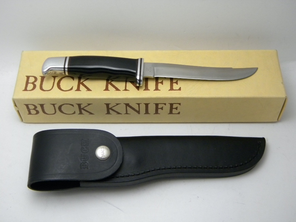Buck 105 USA Black Pathfinder Fixed Blade Hunting Sheath Knife in Box ...