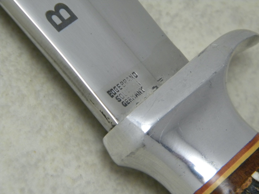 Edge Brand Solingen Germany Stag Gator Hunter Fixed Blade Sheath Knife