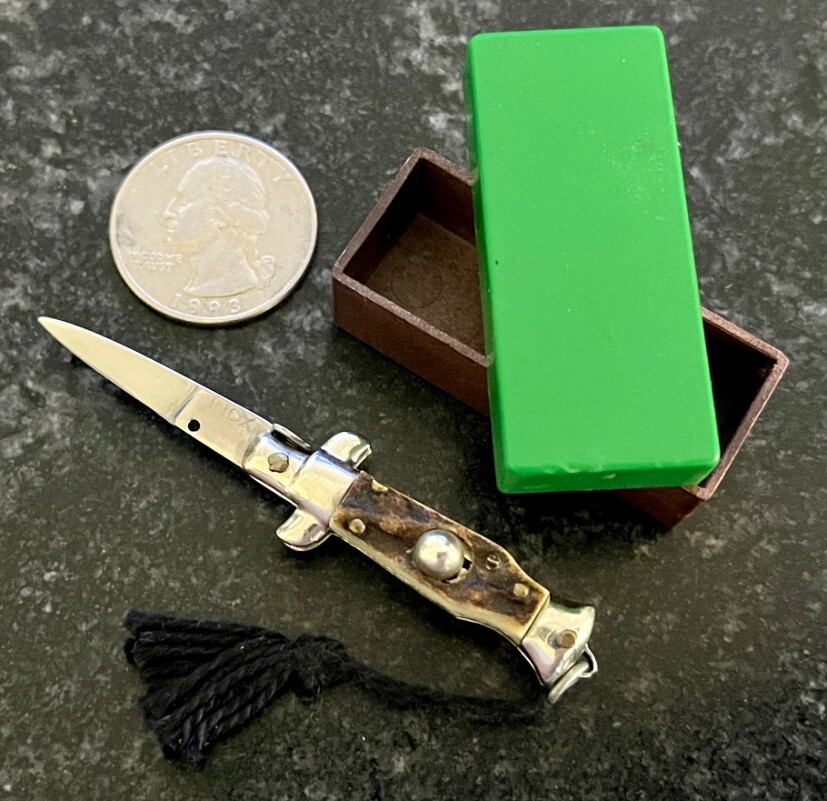 Miniature Italy Switchblade Keychain Knife, INOX Mark, Great Stag ...