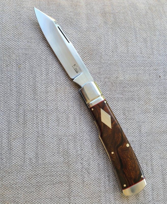 K'roo Custom Native Knife..4"..Desert Ironwood...rwl34. Filework..red ...