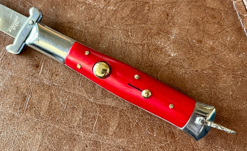 Rare Rizzuto Estileto Milano 7 Inch Switchblade Knife, Red Pearl Handle ...
