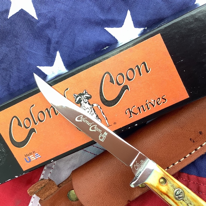 Colonel Coon 6 & 1/4" Fixed Blade Knife w/ Geniune Stag Handles ...