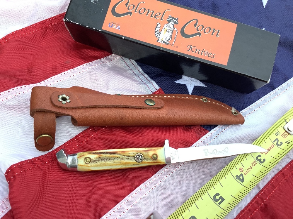 Colonel Coon 6 & 1/4" Fixed Blade Knife w/ Geniune Stag Handles ...