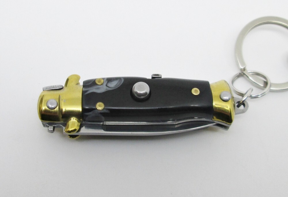 Lot of (2) Miniature INOX Stiletto Switchblade Knives Key Chain ...