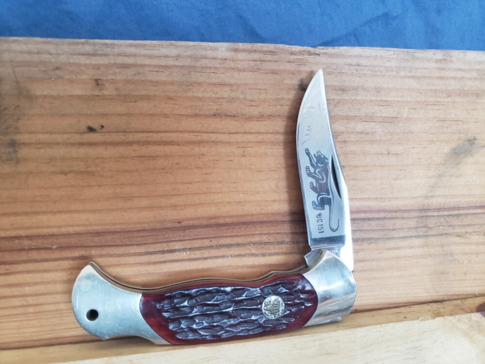 1980's United Boker "Jaguar" - Large Single Blade Lockback - Jigged Red ...