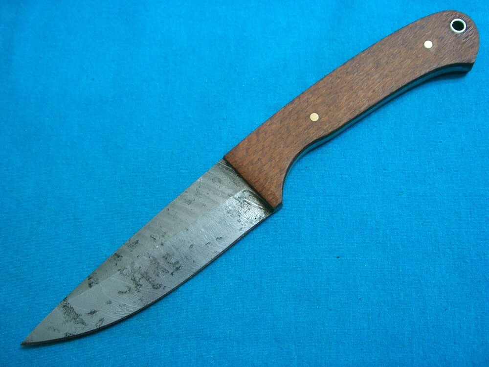 CUSTOM DAMASCUS LEOPARDWOOD HUNTING SKINNING FIXED BLADE BUSHCRAFT ...