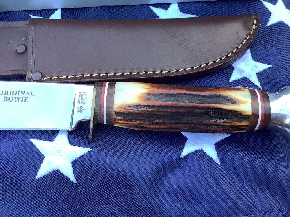 Rare! Boker Red Stag “Original Bowie” Fixed Blade Hunter Knife w/ Red Stag Handles -NOS & Mint