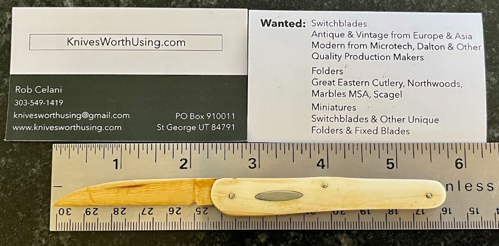 Unique All Ivory Handle, Spine and Wharncliffe Blade Vaccination Knife