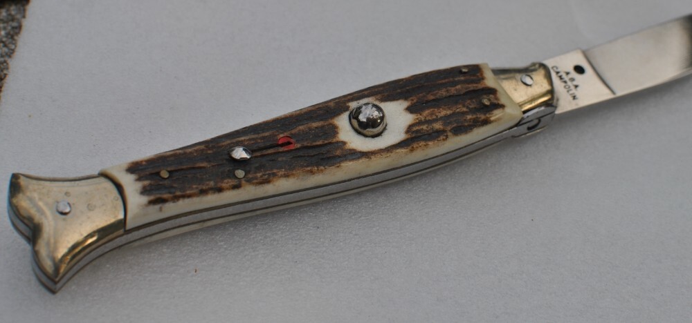 Fishtail Pick Lock AGA Campolin Mint Stag 5 3/8" Closed Perfect Red Dot ...