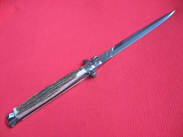 New Old Stock "INOX" 13 Inch Stag ITALIAN STILETTO Switchblade Knife