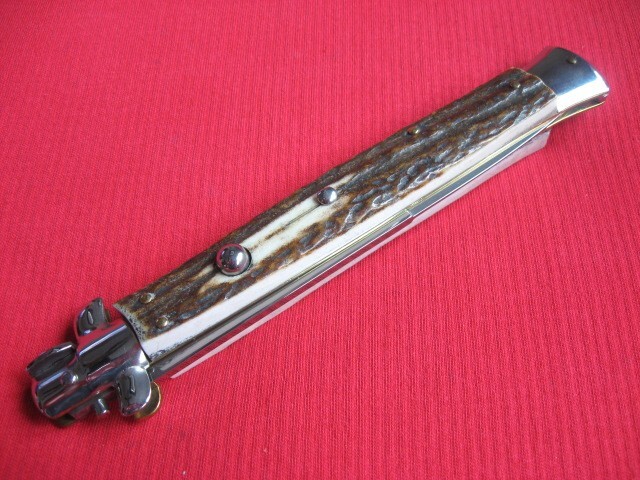 New Old Stock "INOX" 13 Inch Stag ITALIAN STILETTO Switchblade Knife