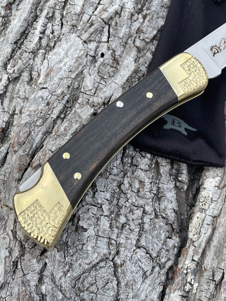 BUCK 110 * YELLOWHORSE CUSTOM RUBY GEM AUTOMATIC KNIFE W/ENGRAVED STAIR ...