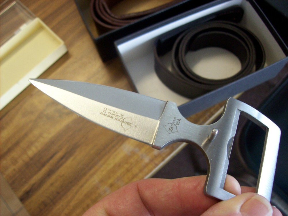 Bowen Knife U.S.A. Belt Buckle Push Dagger UNUSED W/2 Belts 40 & 44