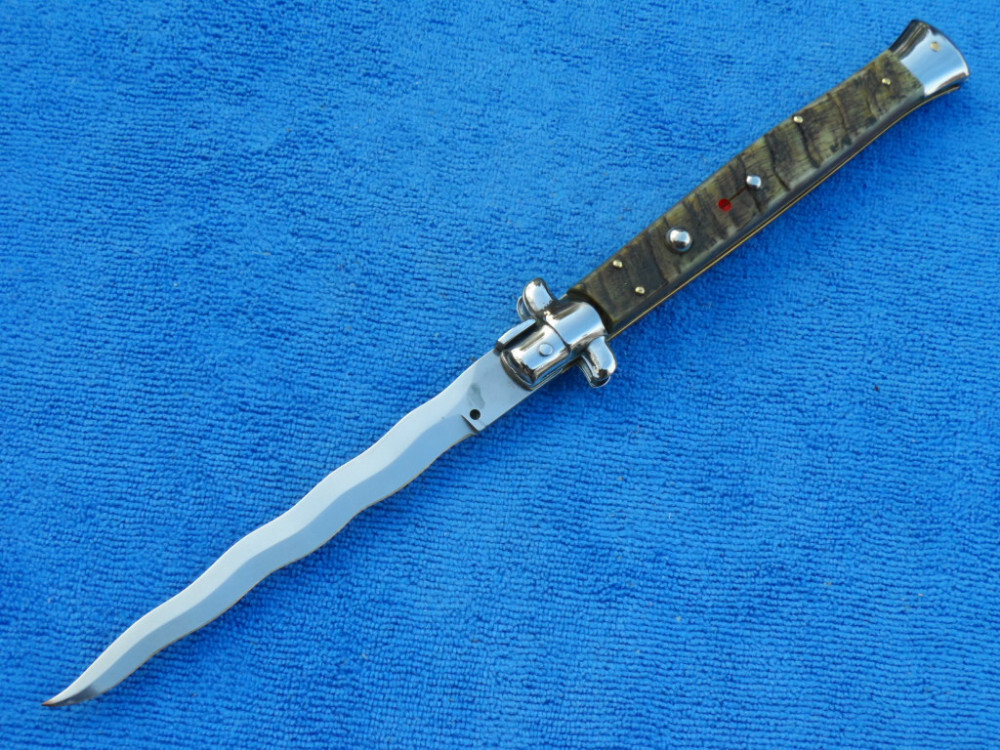 rare 13" Italian Stiletto Genuine Rams-Horn Handles- Kriss Blade