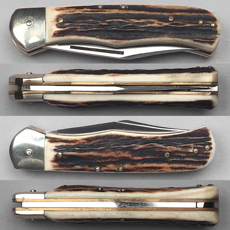 7 3/8" Hubertus Springer "Magic Knife", stag horn, NOS vintage ...