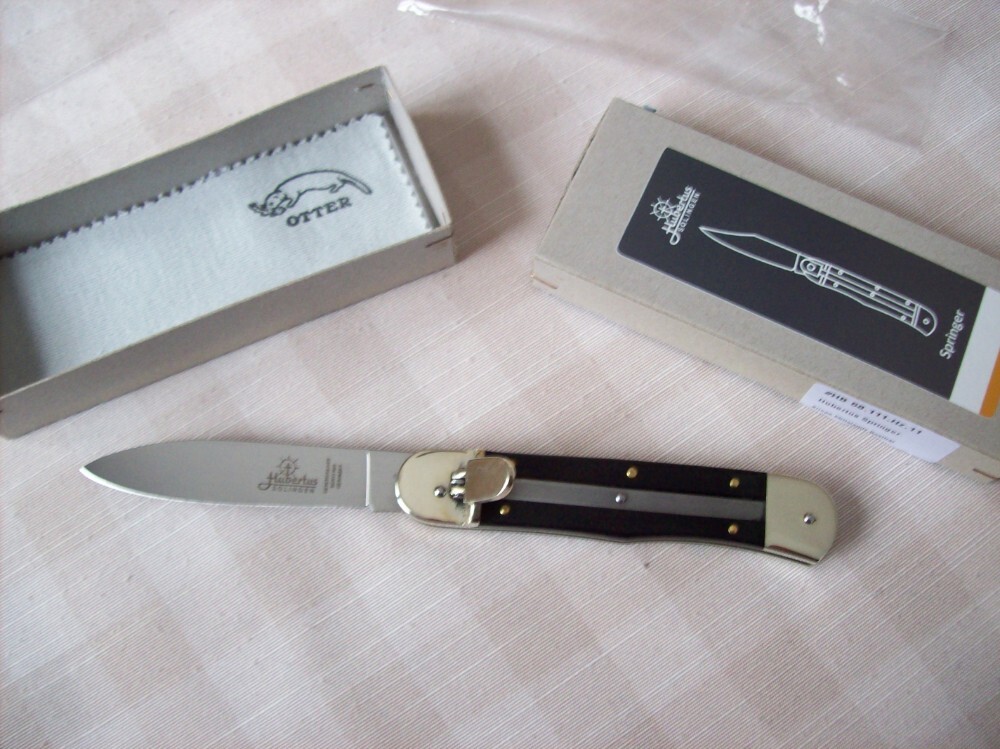 Hubertus Knife Solingen, Germany Large Size 11 Exotic Black Ebonywood NIB