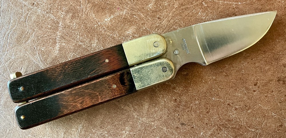 Vintage Fury Mini Balisong aka Butterfly Knife, Mahogany Wood Handle ...